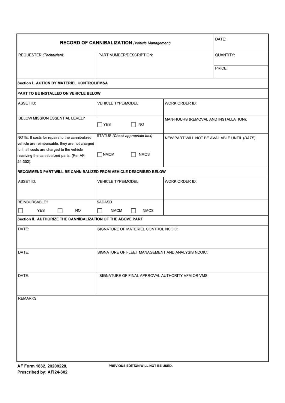 AF Form 1832 - Fill Out, Sign Online and Download Fillable PDF ...