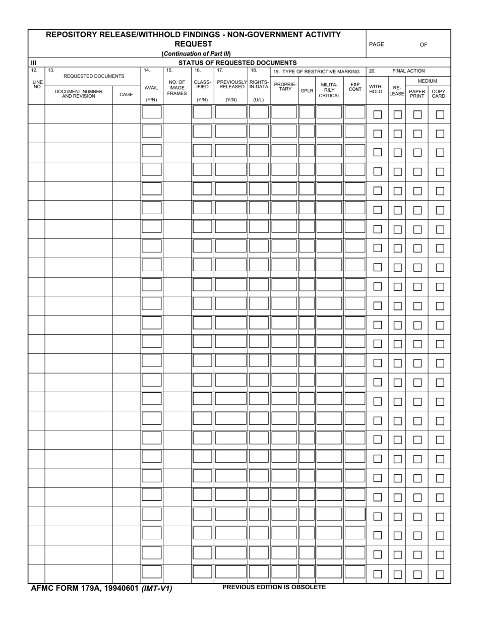 AFMC Form 179A - Fill Out, Sign Online and Download Fillable PDF ...