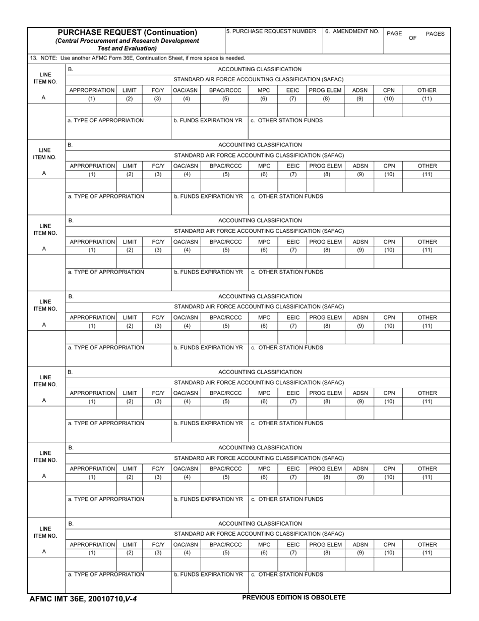 AFMC IMT Form 36E - Fill Out, Sign Online and Download Fillable PDF ...