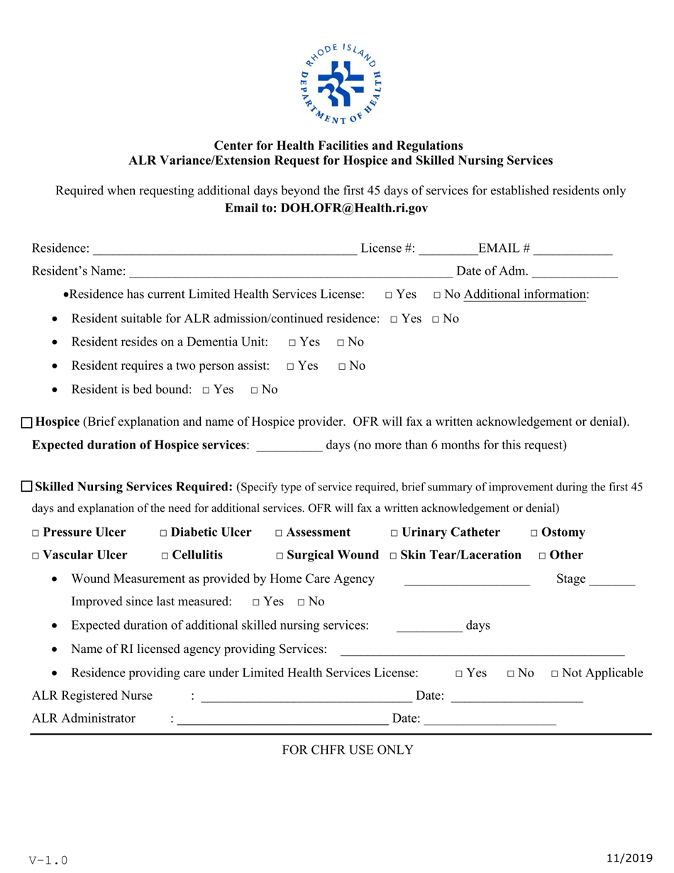 Rhode Island ALR Variance/Extension Request for Hospice and Skilled ...