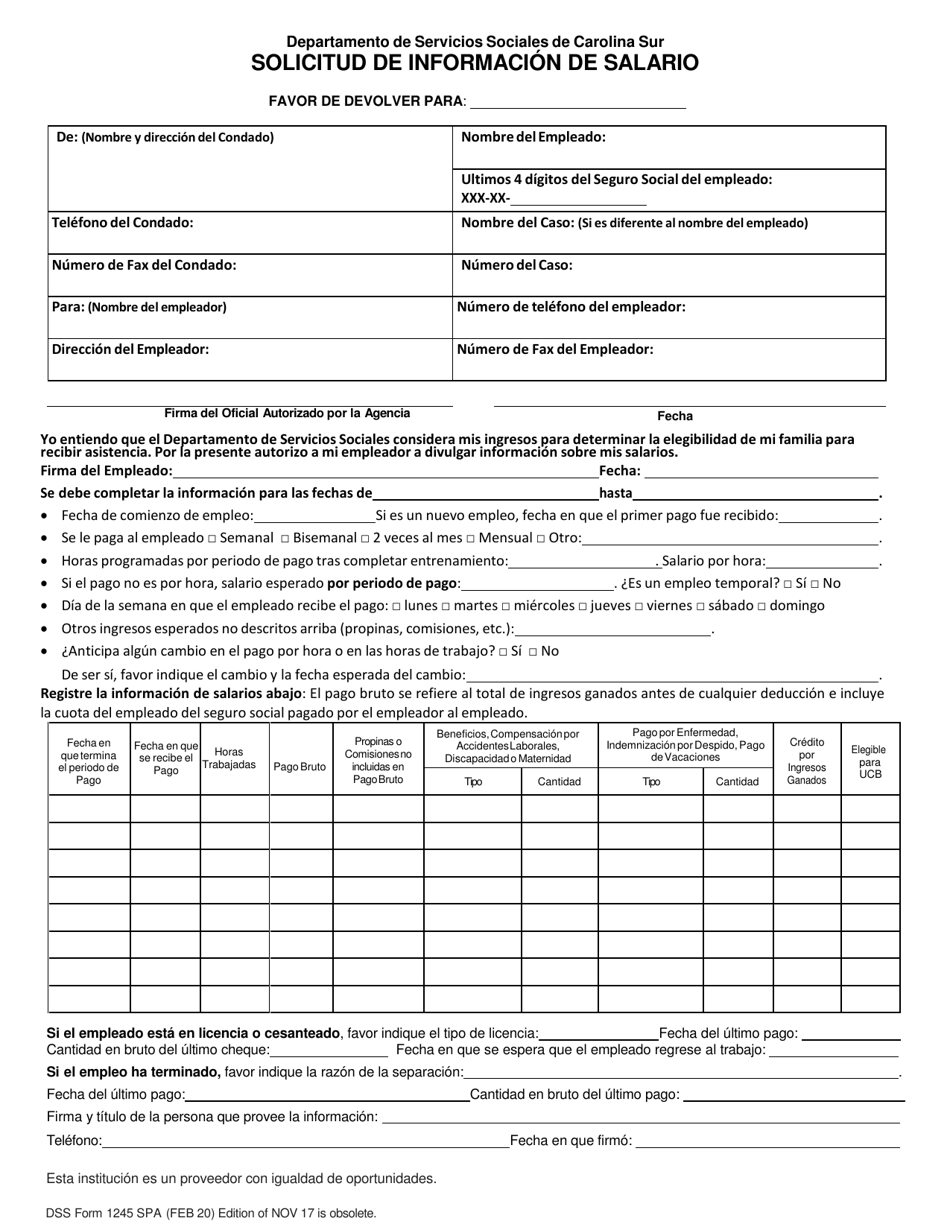 DSS Formulario 1245SPA - Fill Out, Sign Online and Download Printable ...