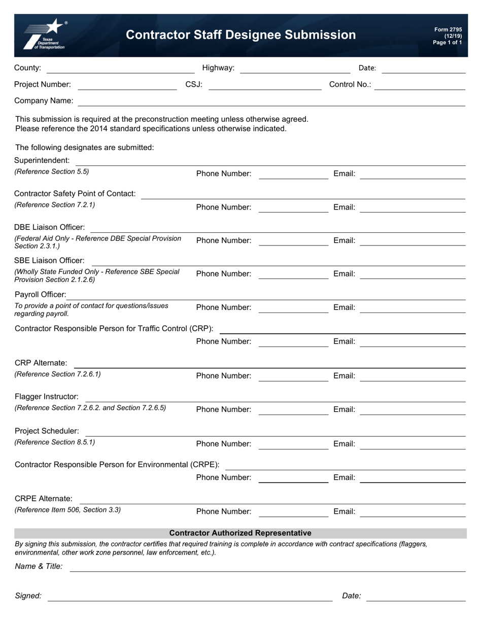 Form 2795 - Fill Out, Sign Online and Download Fillable PDF, Texas ...