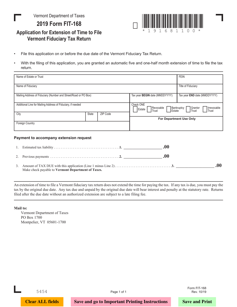 Form FIT-168 - 2019 - Fill Out, Sign Online and Download Fillable PDF ...