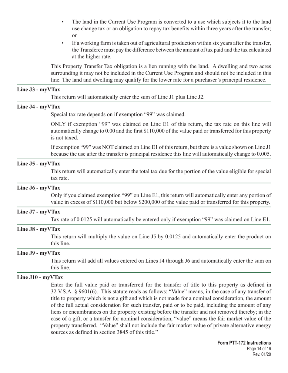 Download Instructions for VT Form PTT-172 Vermont Property Transfer Tax ...