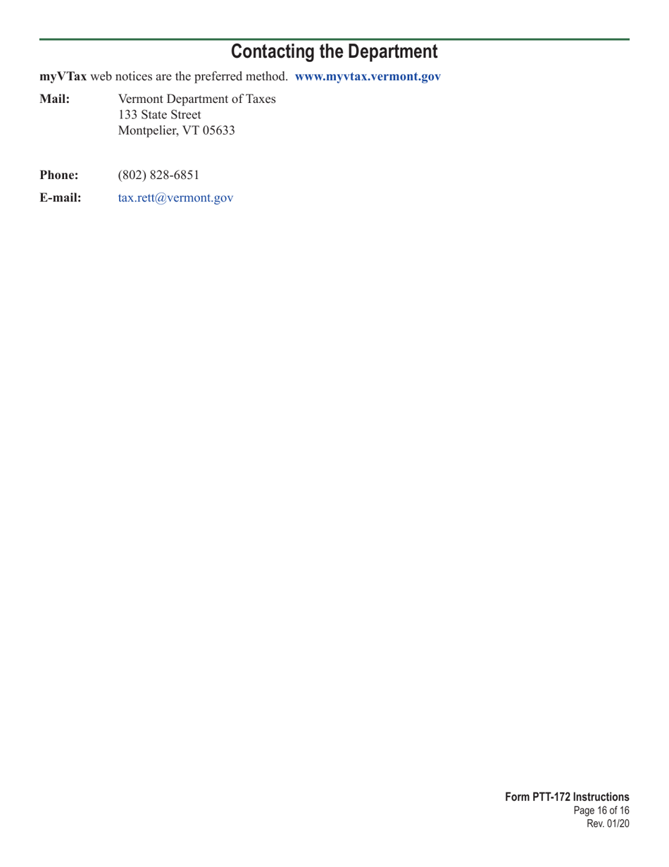Download Instructions for VT Form PTT-172 Vermont Property Transfer Tax ...