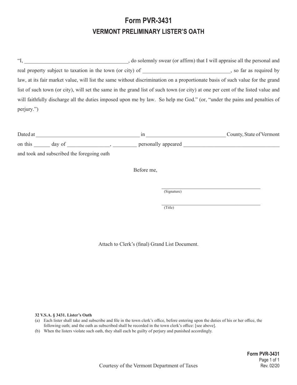 Form PVR-3431 - Fill Out, Sign Online and Download Printable PDF ...