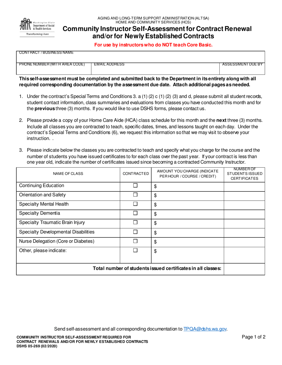 DSHS Form 05-269 - Fill Out, Sign Online and Download Printable PDF ...
