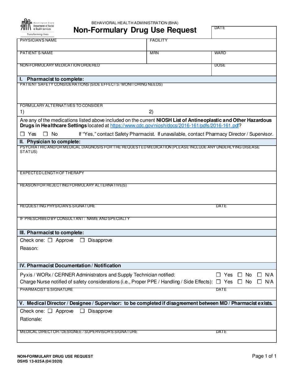 DSHS Form 13-925A - Fill Out, Sign Online and Download Printable PDF ...