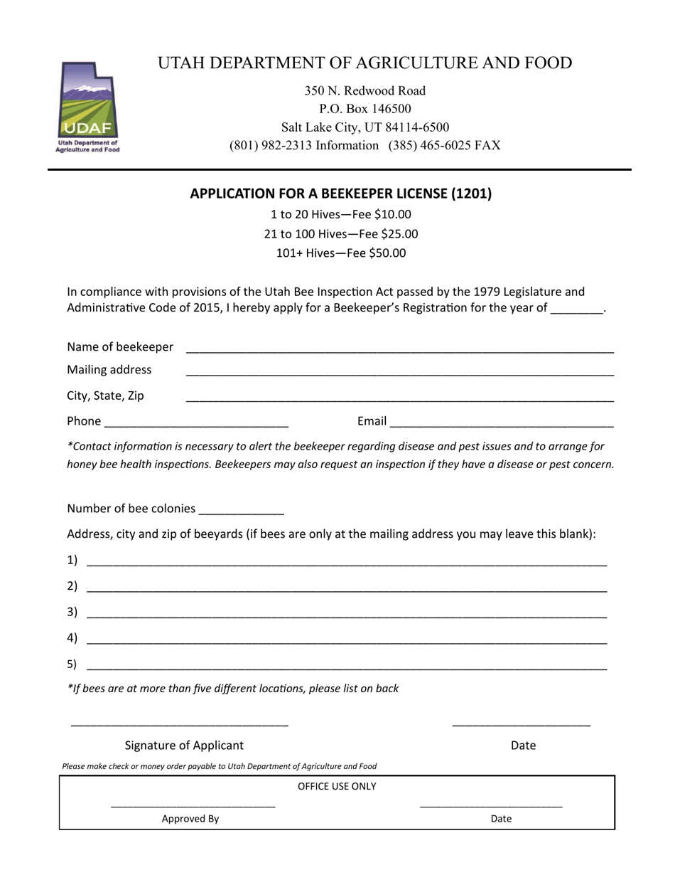 Utah Application for a Beekeeper License - Fill Out, Sign Online and ...