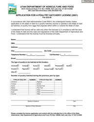 Utah Application for a Poultry Hatchery License (2001) Download ...