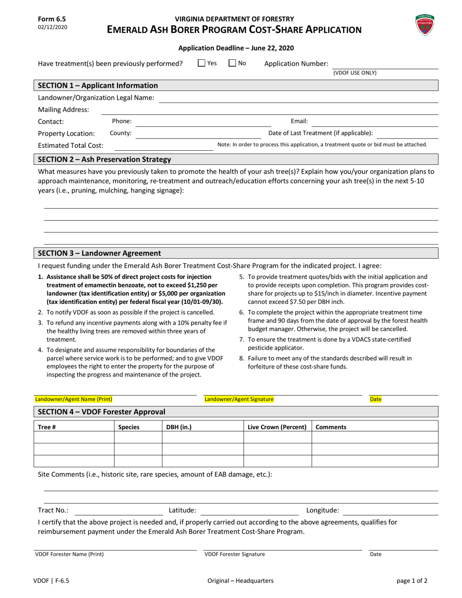 Form 6.5 - Fill Out, Sign Online and Download Printable PDF, Virginia ...