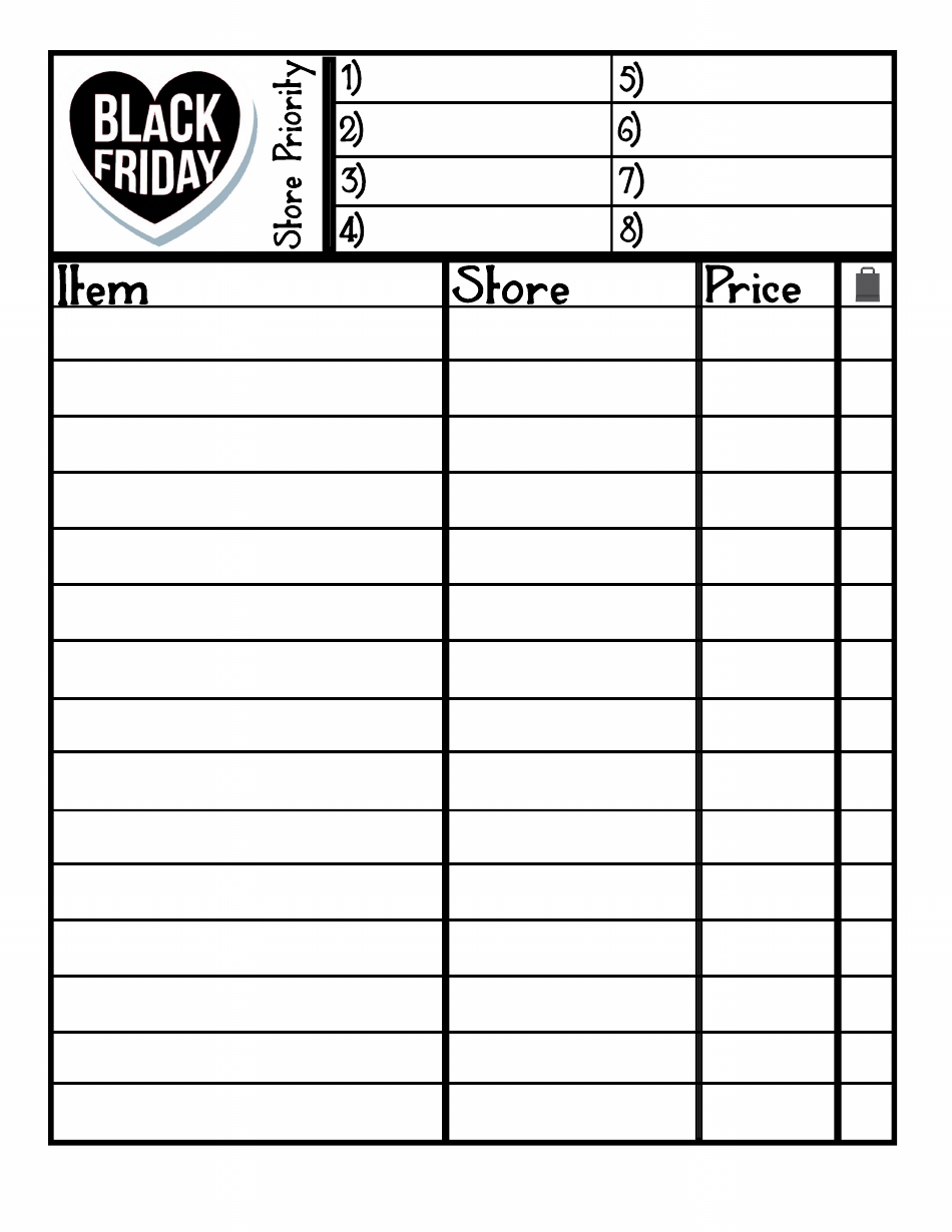 Black Friday Shopping List Template - Heart Download Printable PDF ...