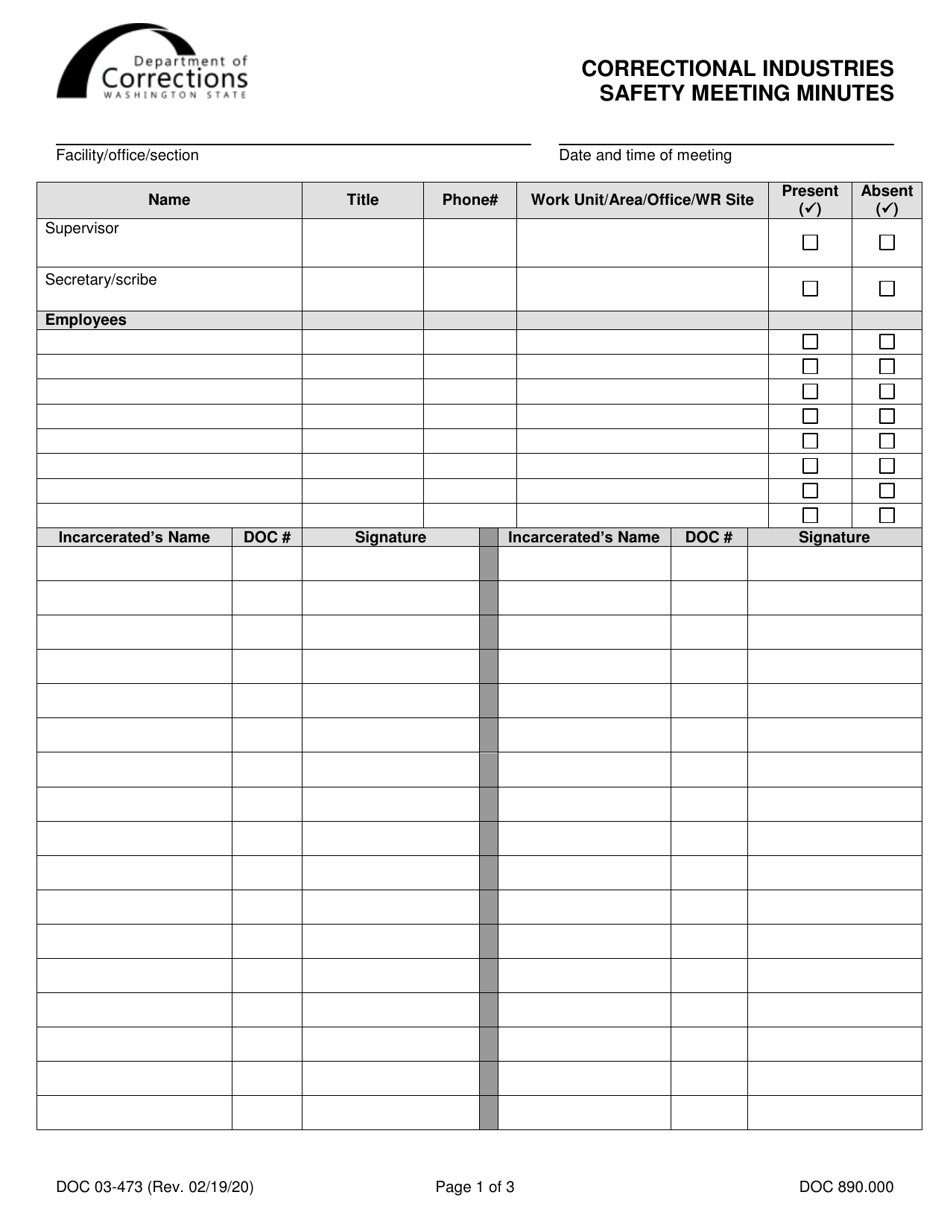 Form DOC03-473 - Fill Out, Sign Online and Download Printable PDF ...