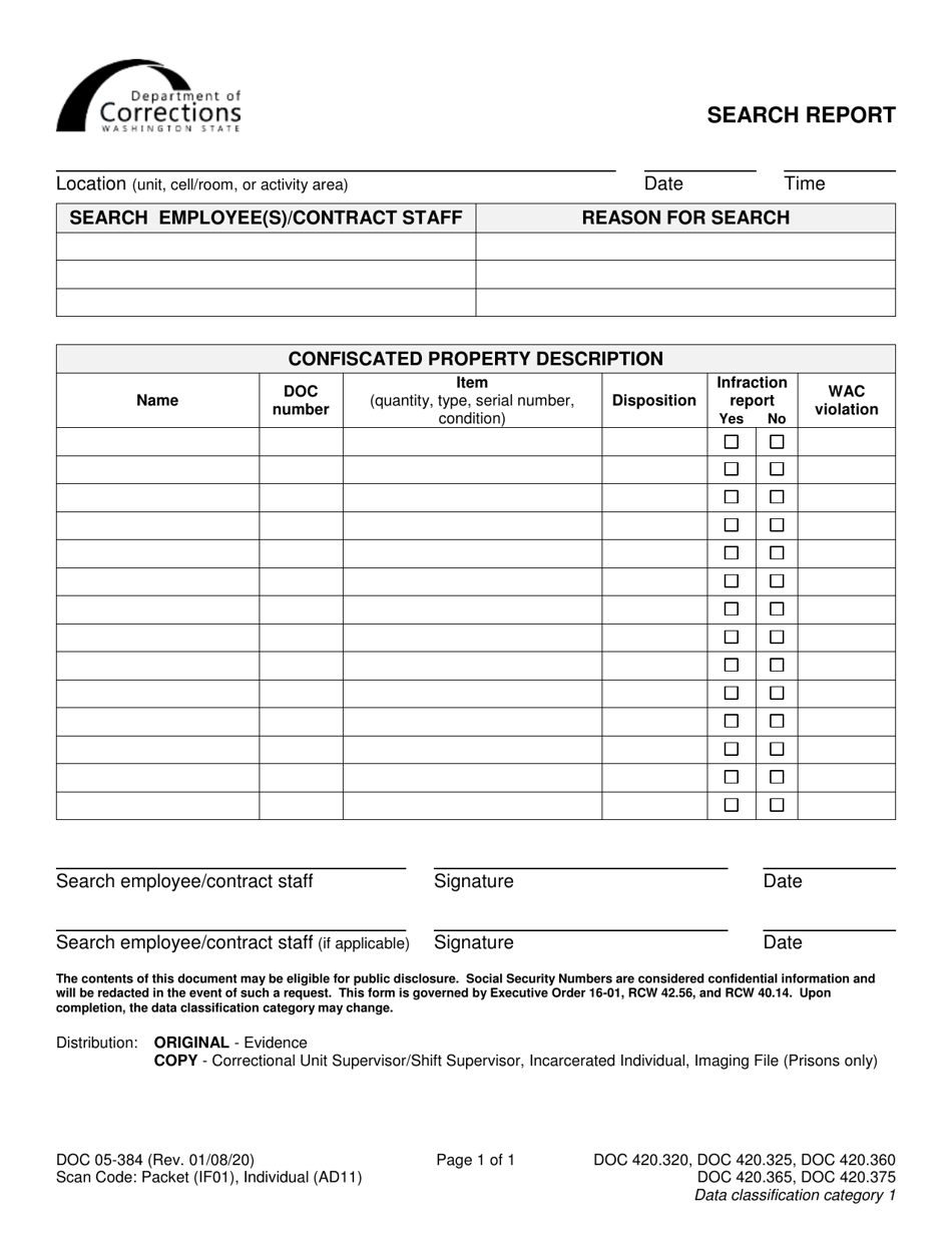 Form DOC05-384 Download Printable PDF or Fill Online Search Report ...