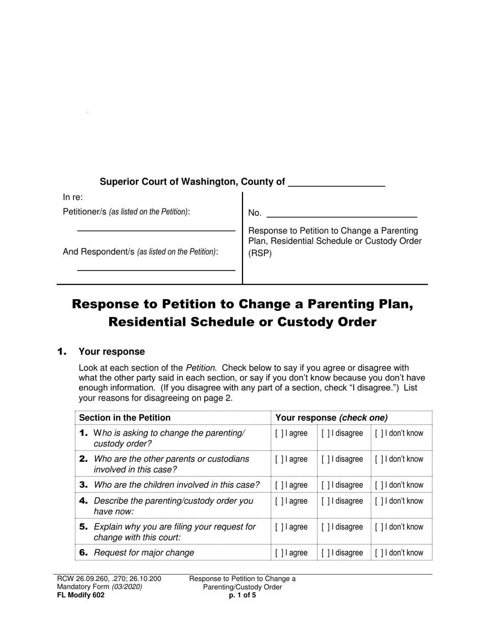 Form FL Modify602 - Fill Out, Sign Online and Download Printable PDF ...