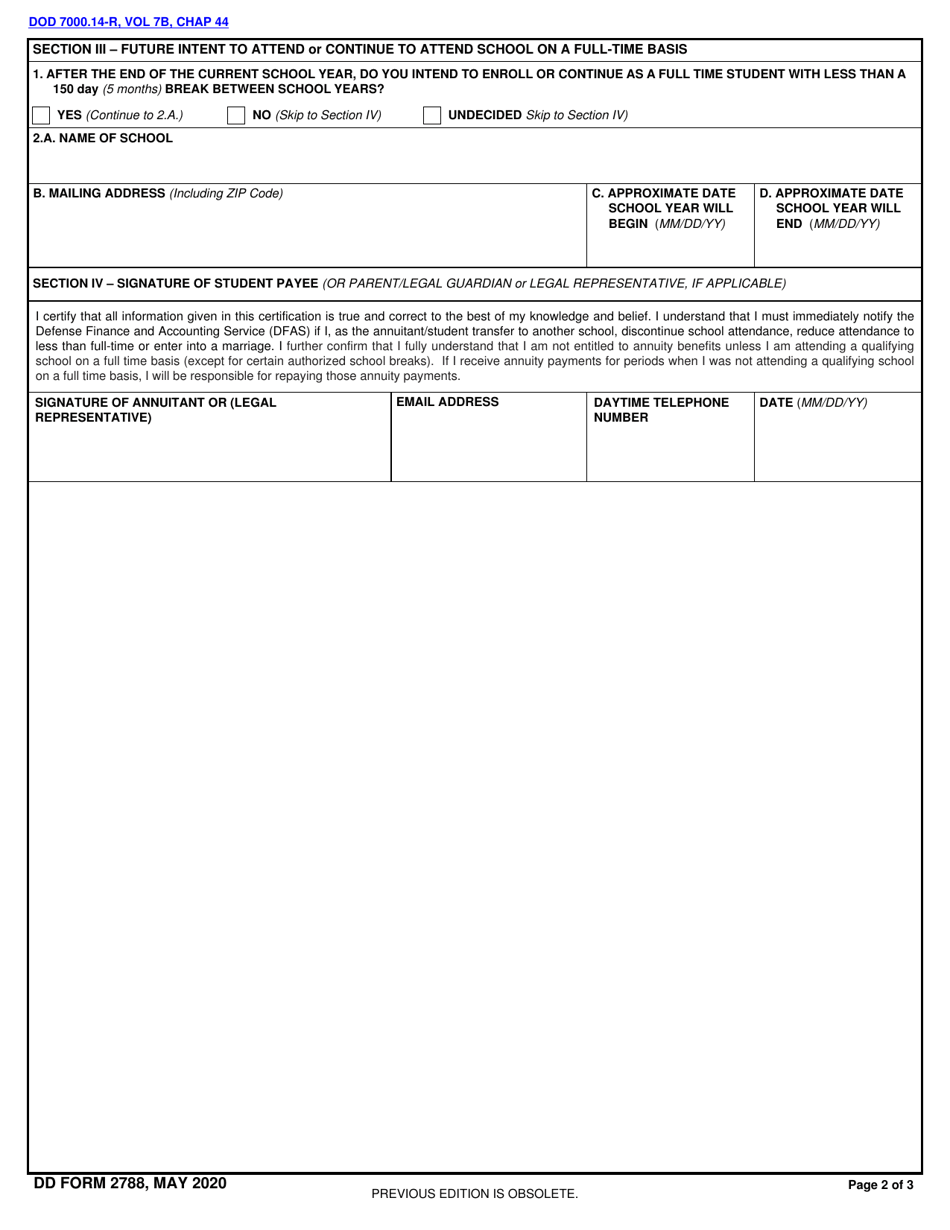 DD Form 2788 Download Fillable PDF or Fill Online Child Annuitant's ...