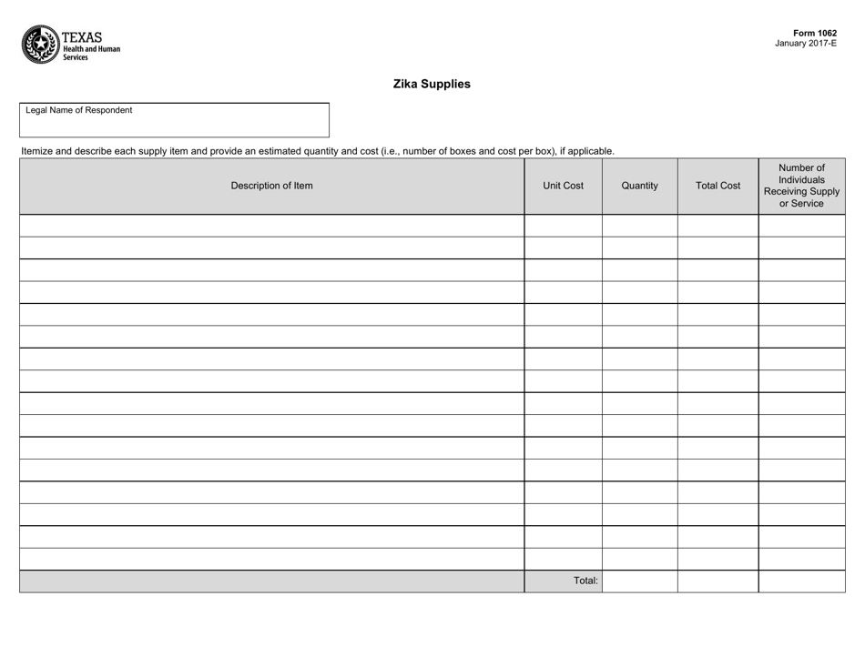 Form 1062 - Fill Out, Sign Online and Download Fillable PDF, Texas ...