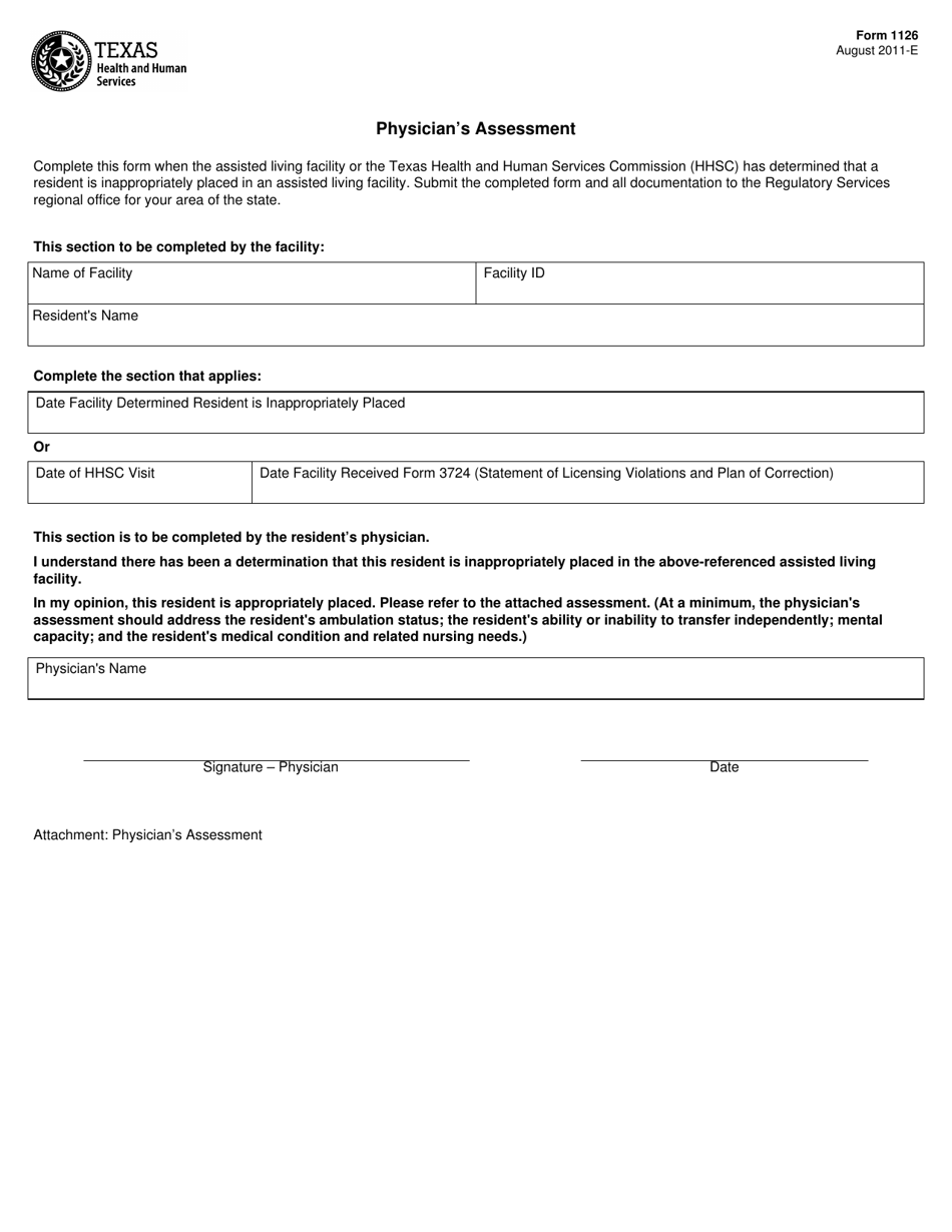 Form 1126 - Fill Out, Sign Online and Download Fillable PDF, Texas ...
