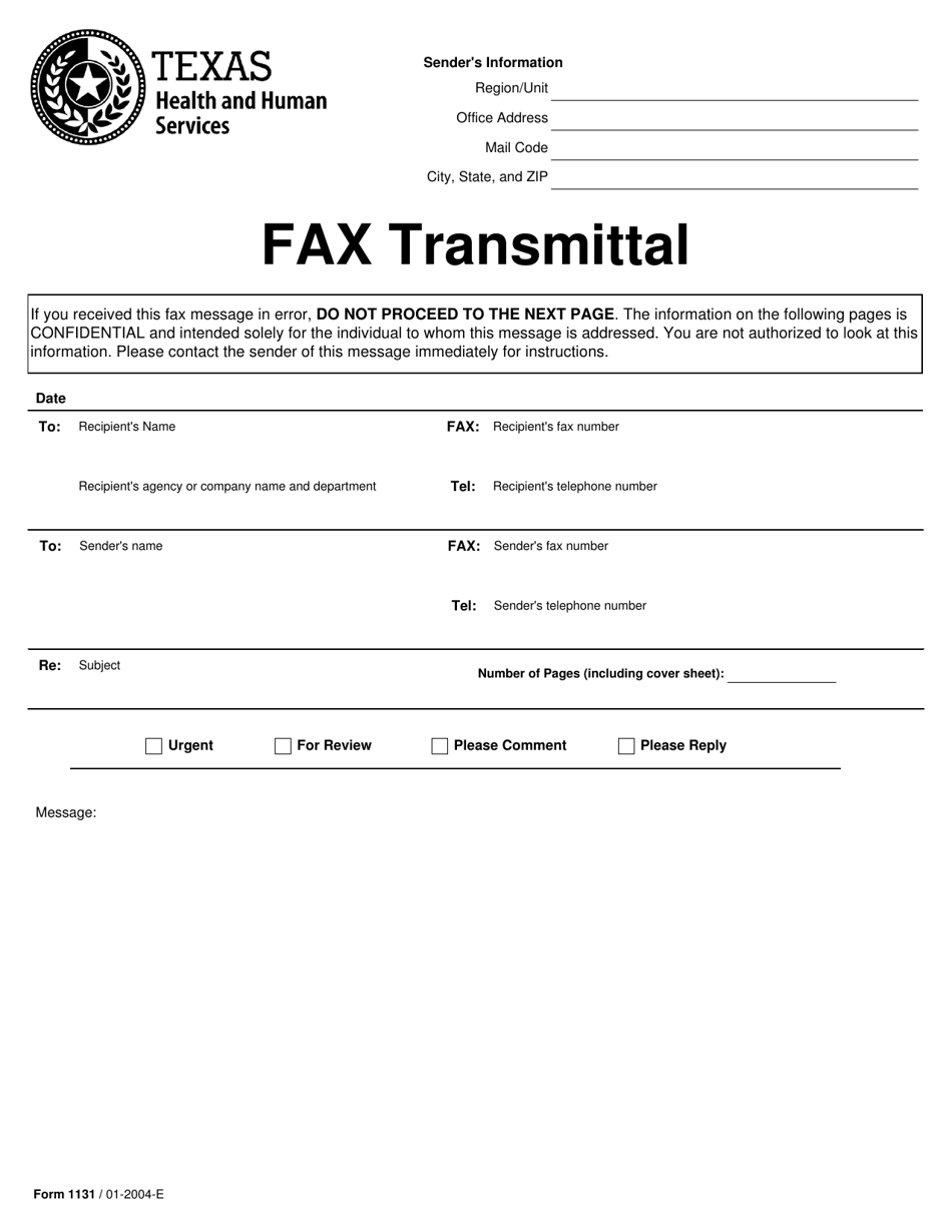 Fax Transmittal Form