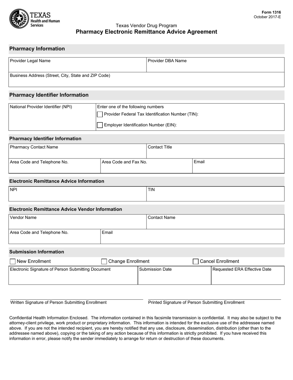 Form 1316 - Fill Out, Sign Online and Download Fillable PDF, Texas ...