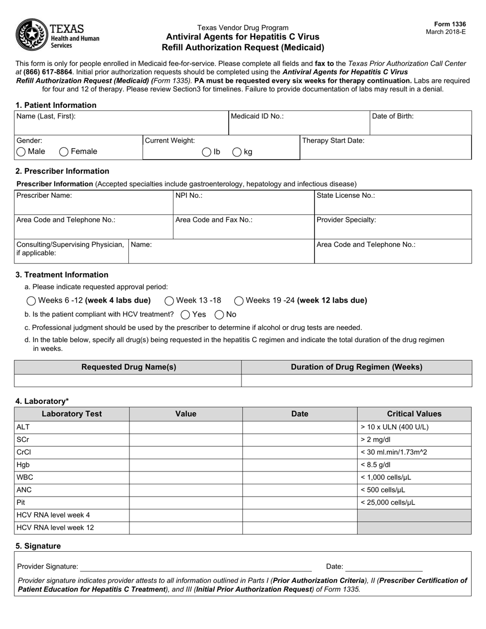 Form 1336 - Fill Out, Sign Online and Download Fillable PDF, Texas ...