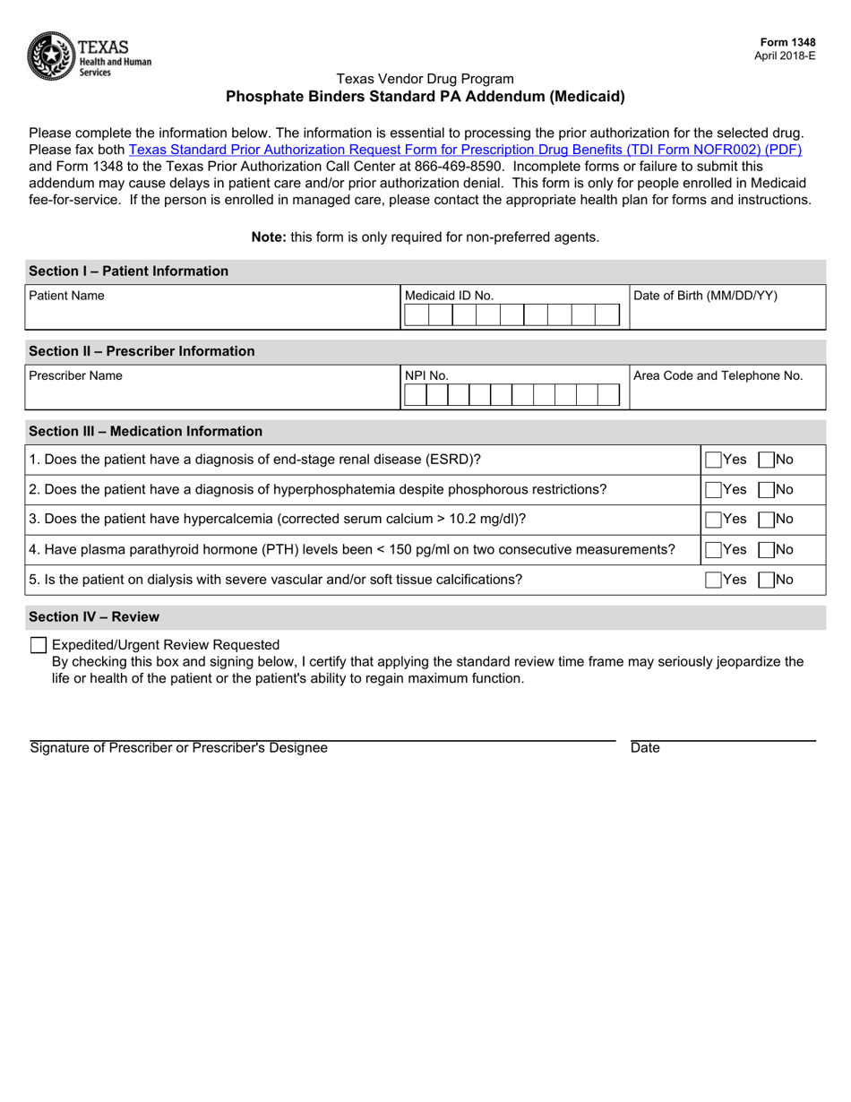 Form 1348 - Fill Out, Sign Online and Download Fillable PDF, Texas ...