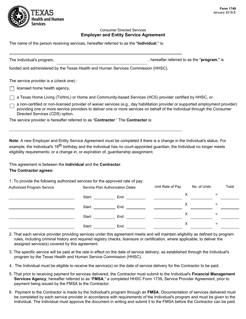 Form 1749 - Fill Out, Sign Online and Download Fillable PDF, Texas ...