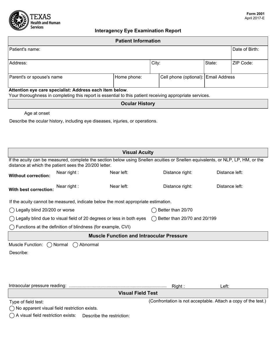 Form 2001 Fill Out Sign Online And Download Fillable PDF Texas