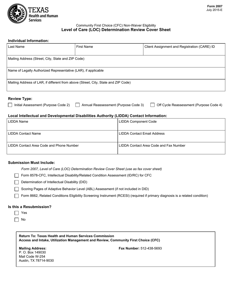 Form 2007 - Fill Out, Sign Online and Download Fillable PDF, Texas ...