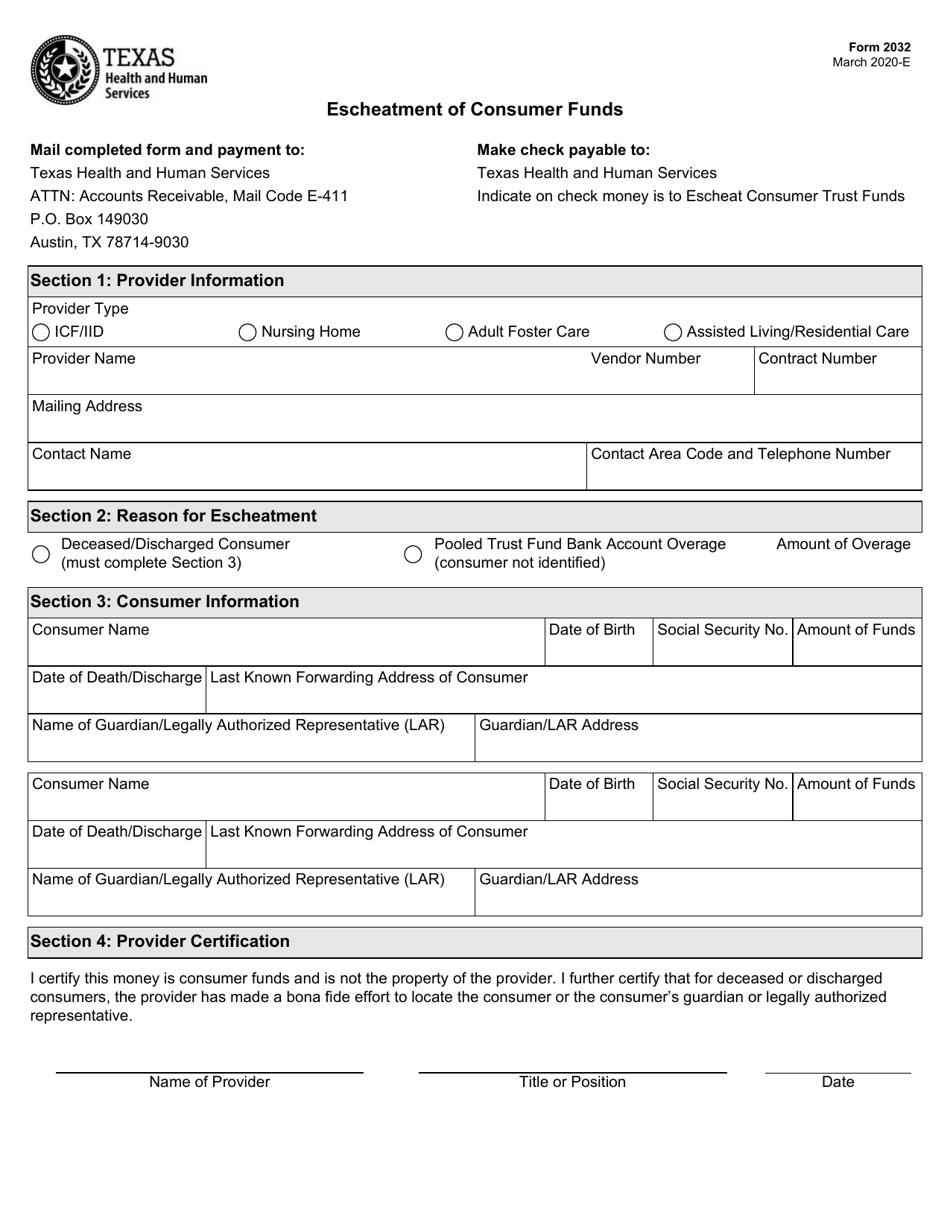 Form 2032 - Fill Out, Sign Online and Download Fillable PDF, Texas ...