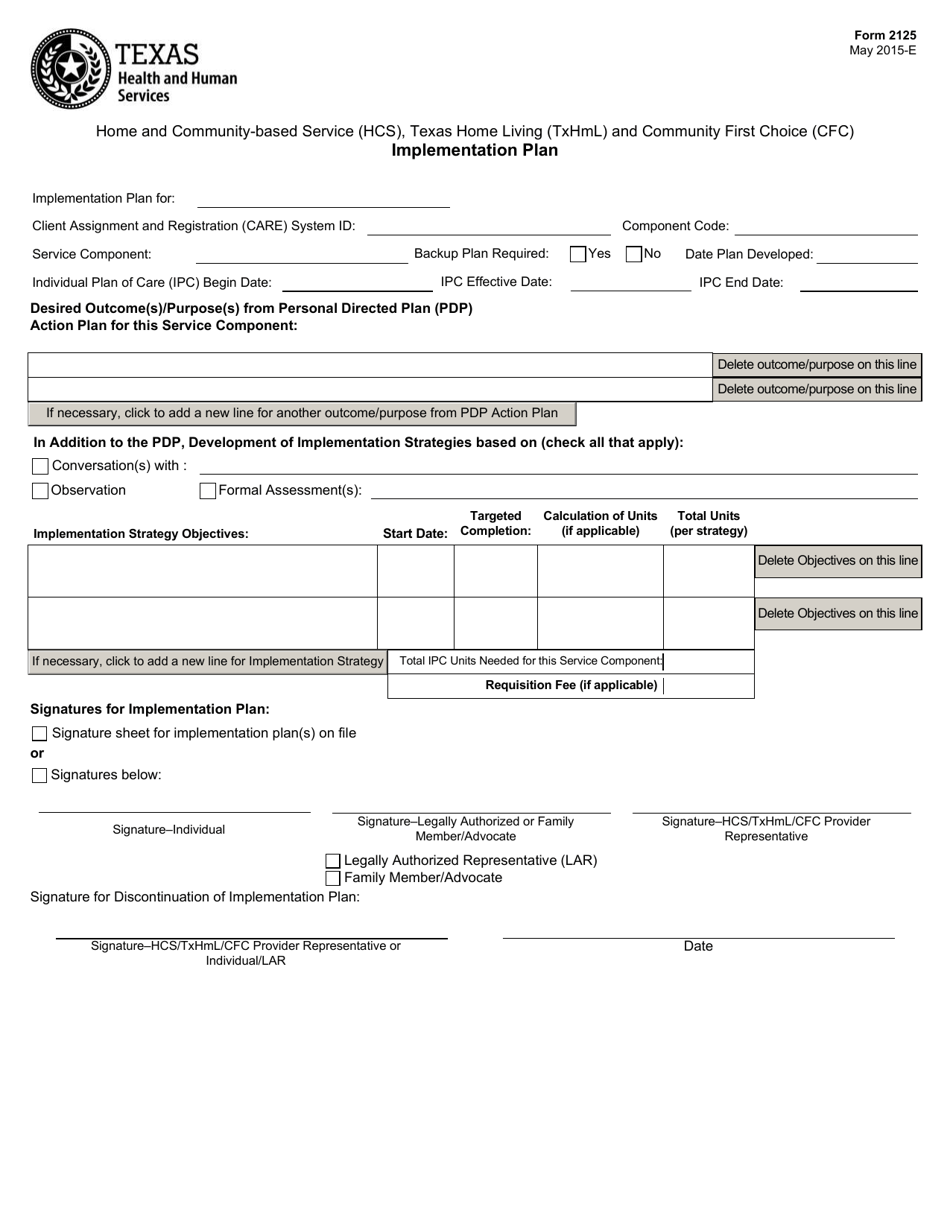 Form 2125 - Fill Out, Sign Online and Download Fillable PDF, Texas ...
