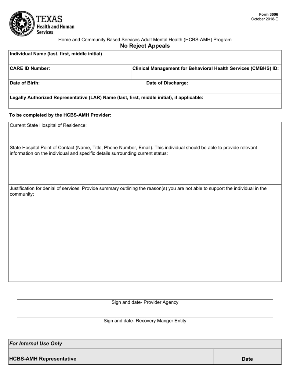 Form 3006 - Fill Out, Sign Online and Download Fillable PDF, Texas ...