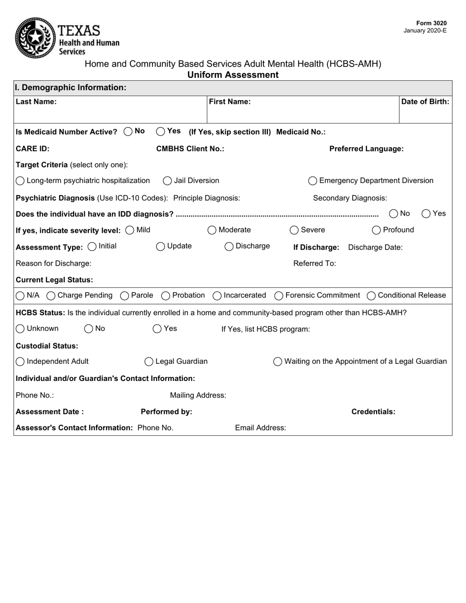 Form 3020 - Fill Out, Sign Online and Download Fillable PDF, Texas ...