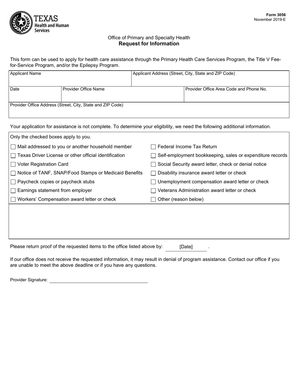 Form 3056 - Fill Out, Sign Online and Download Fillable PDF, Texas ...