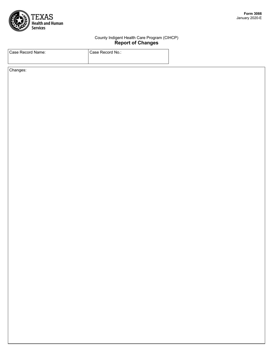 Form 3066 - Fill Out, Sign Online and Download Fillable PDF, Texas ...