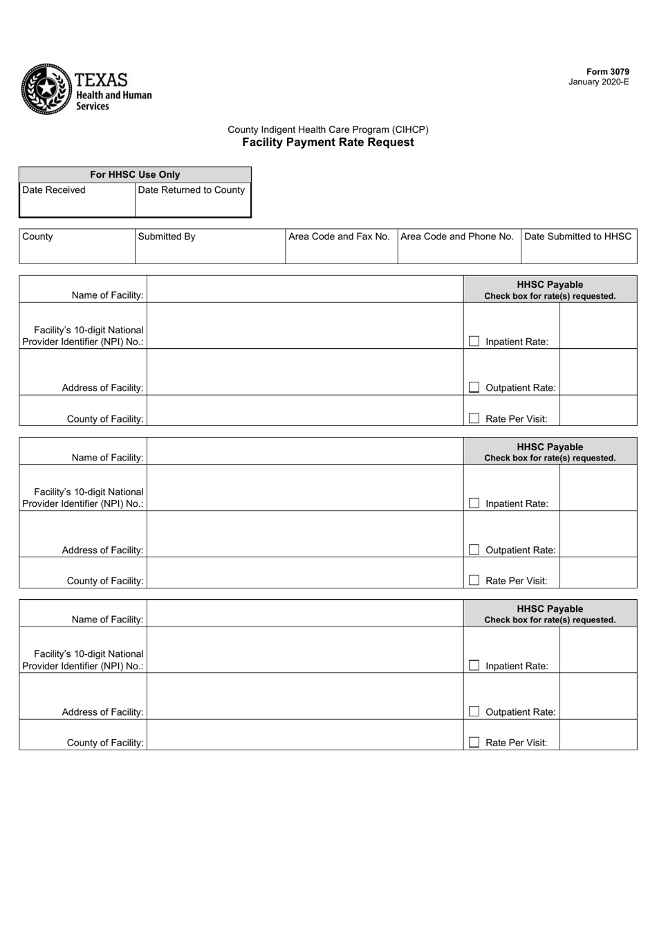 Form 3079 - Fill Out, Sign Online and Download Fillable PDF, Texas ...