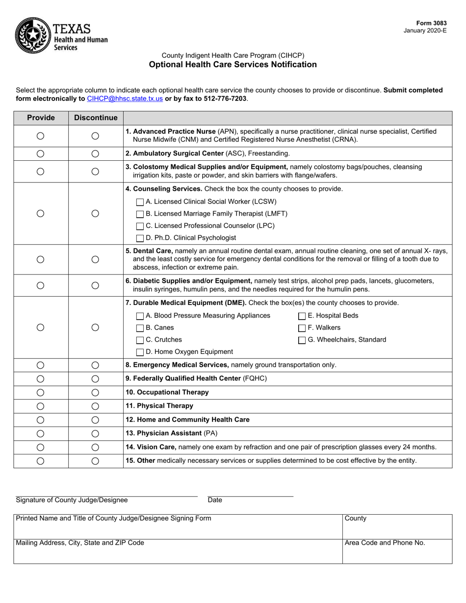 Form 3083 - Fill Out, Sign Online and Download Fillable PDF, Texas ...
