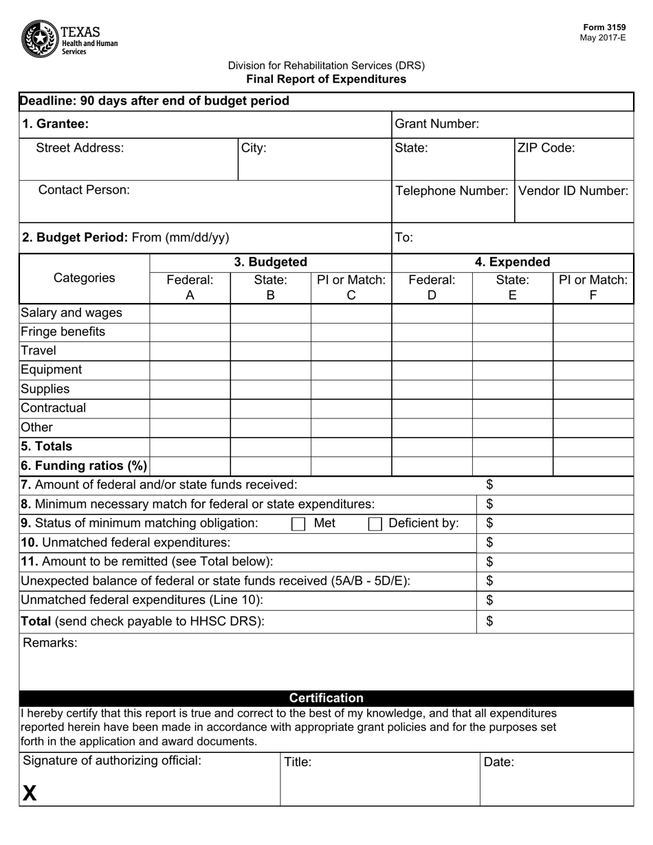 Form 3159 - Fill Out, Sign Online and Download Fillable PDF, Texas ...