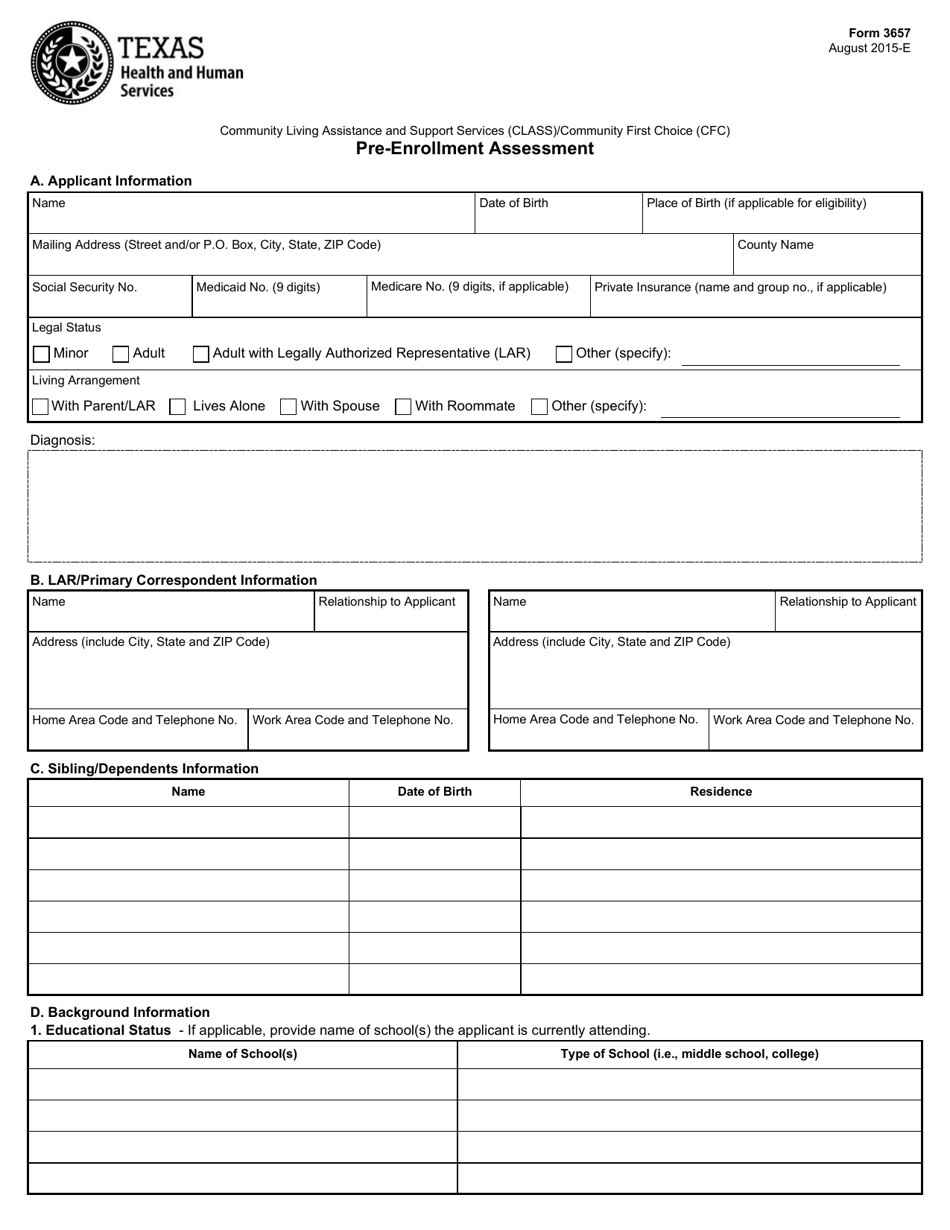 Form 3657 - Fill Out, Sign Online and Download Fillable PDF, Texas ...
