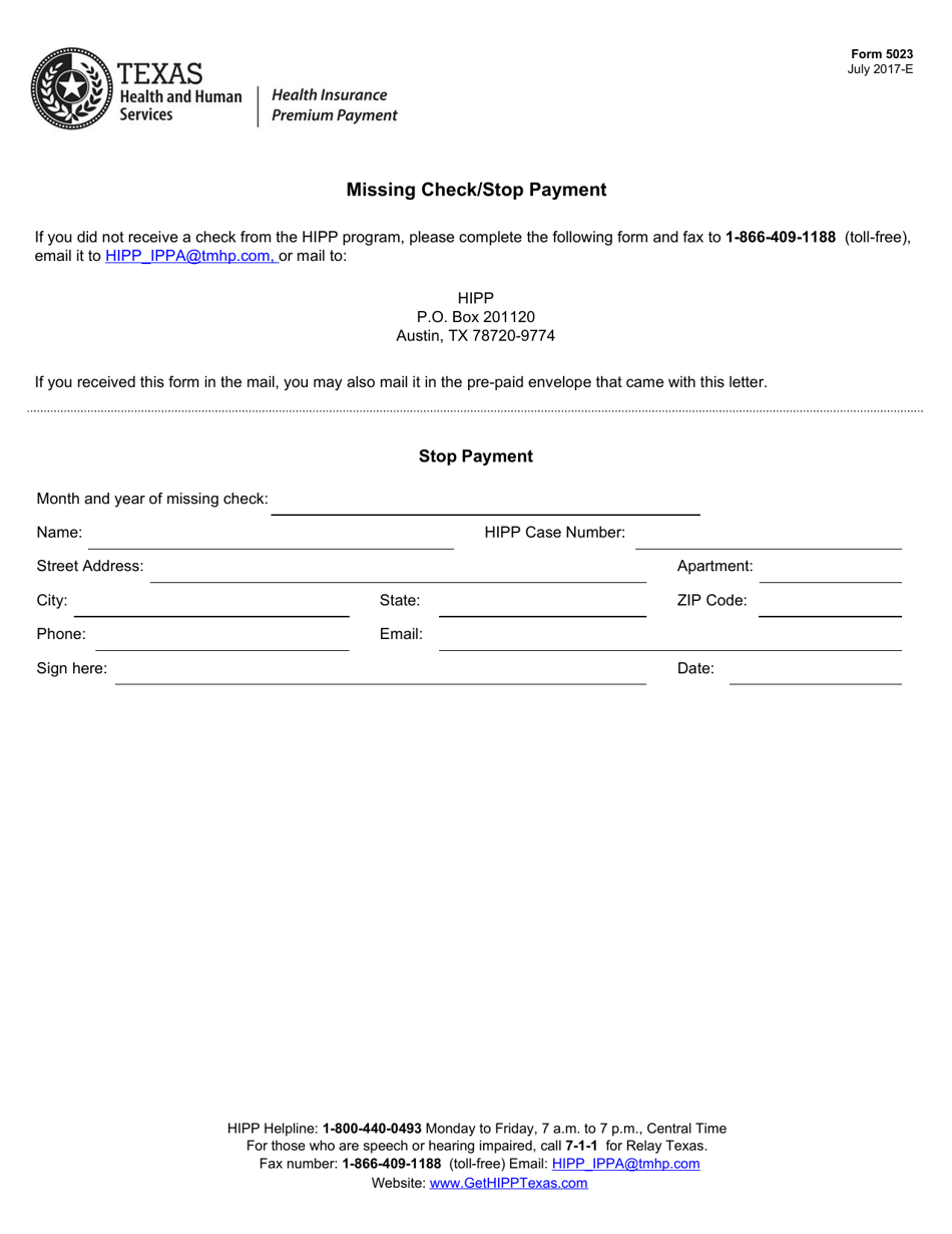 Form 5023 - Fill Out, Sign Online and Download Fillable PDF, Texas ...