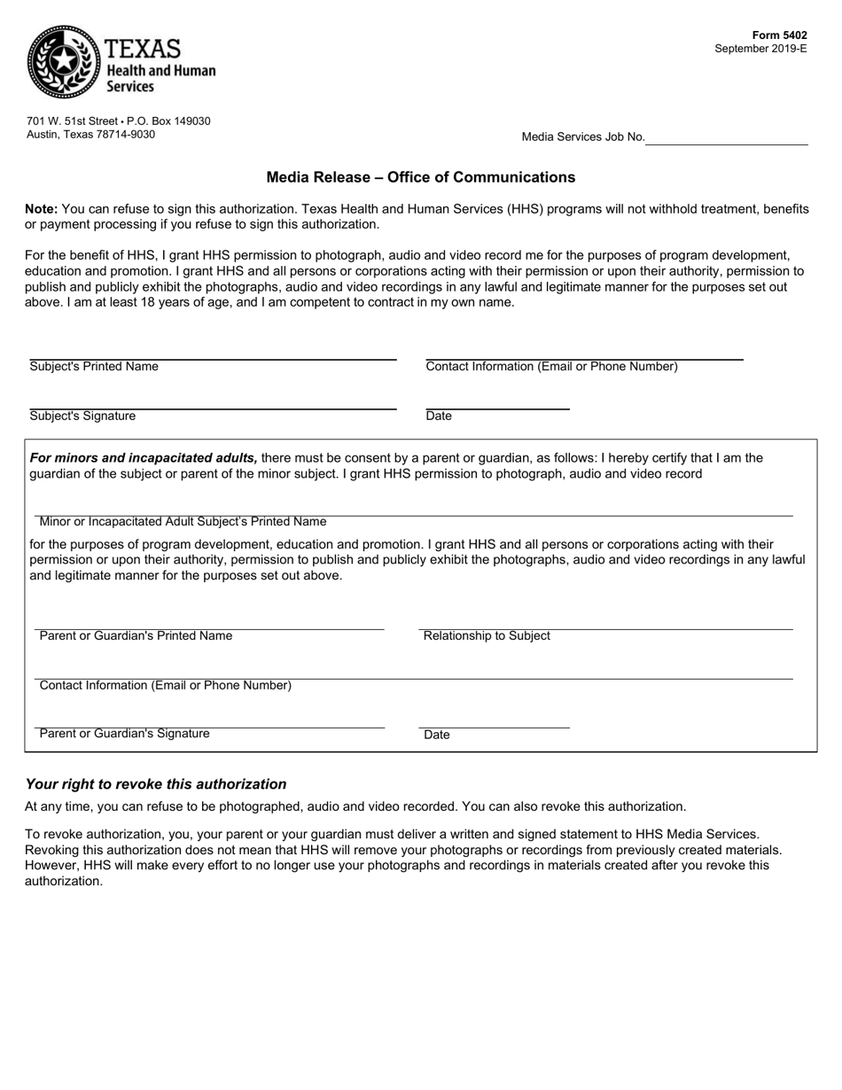 Form 5402 - Fill Out, Sign Online and Download Fillable PDF, Texas ...