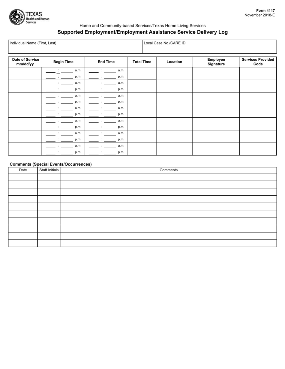 Form 4117 - Fill Out, Sign Online and Download Fillable PDF, Texas ...