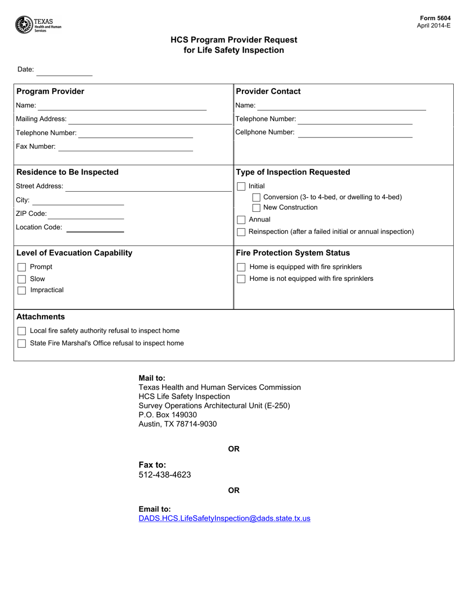 Form 5604 - Fill Out, Sign Online and Download Fillable PDF, Texas ...