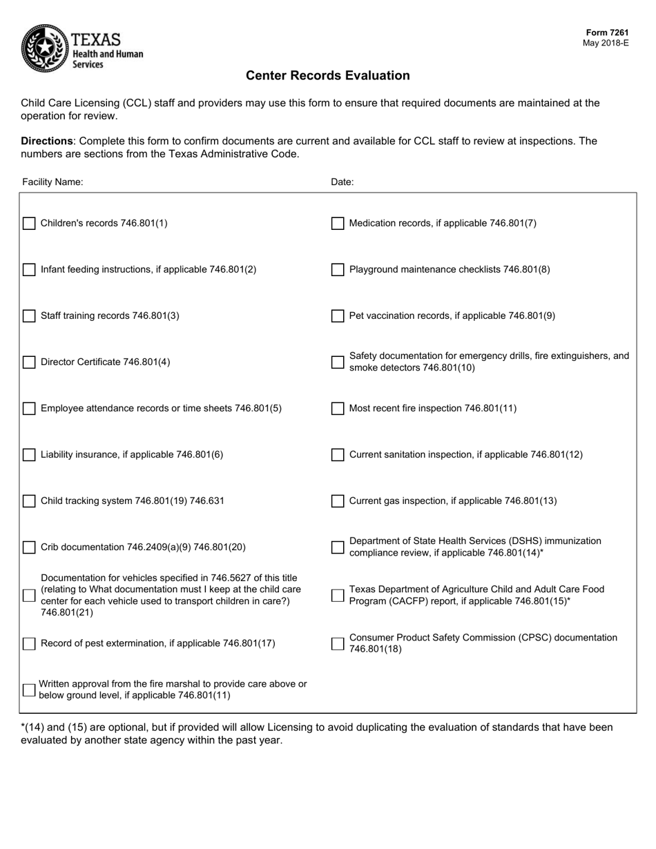 Form 7261 - Fill Out, Sign Online and Download Fillable PDF, Texas ...
