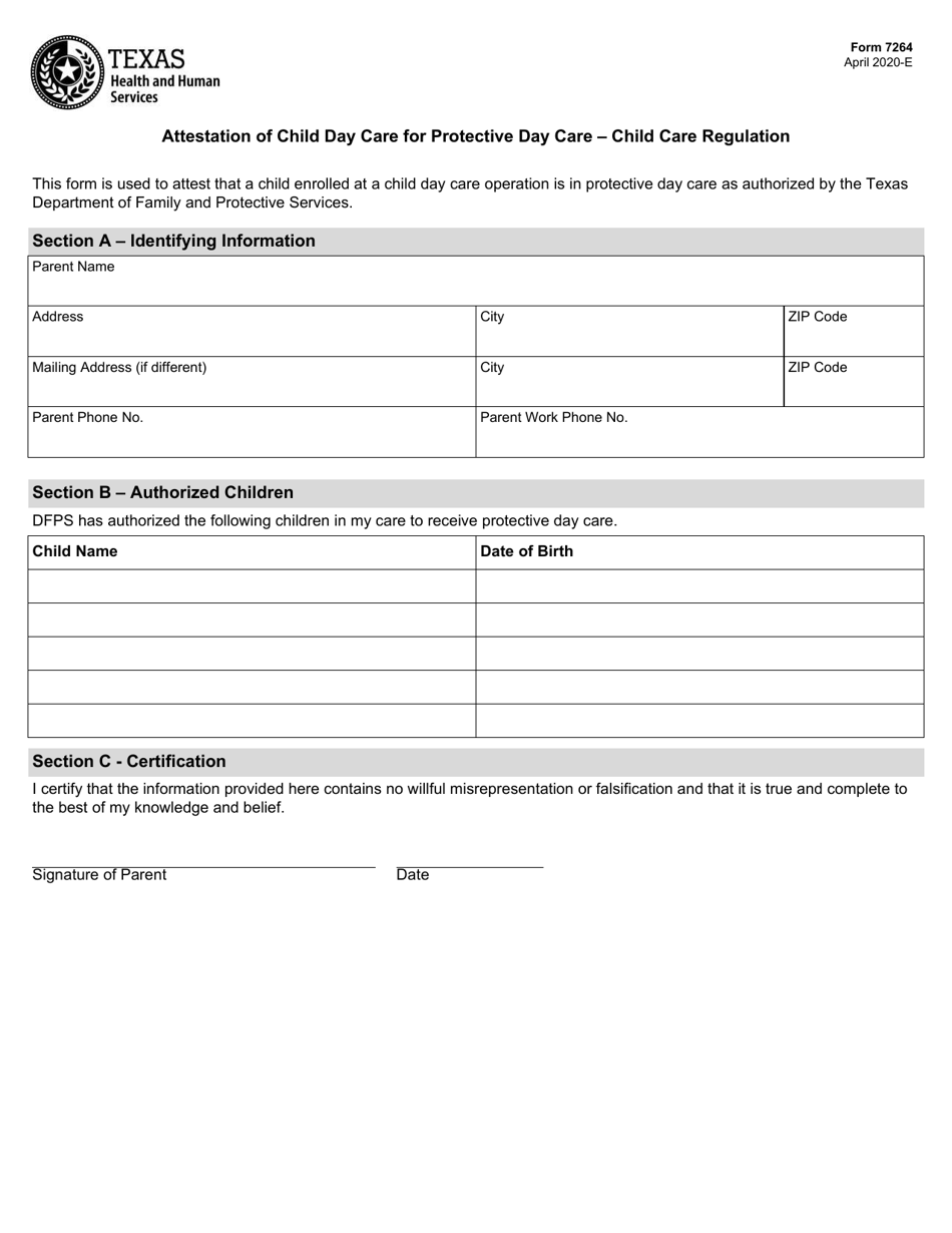 Form 7264 - Fill Out, Sign Online and Download Fillable PDF, Texas ...
