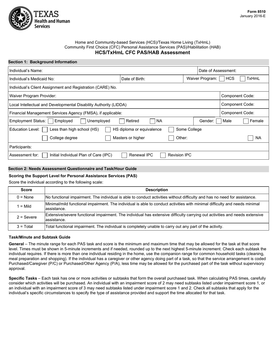 Form 8510 - Fill Out, Sign Online and Download Fillable PDF, Texas ...