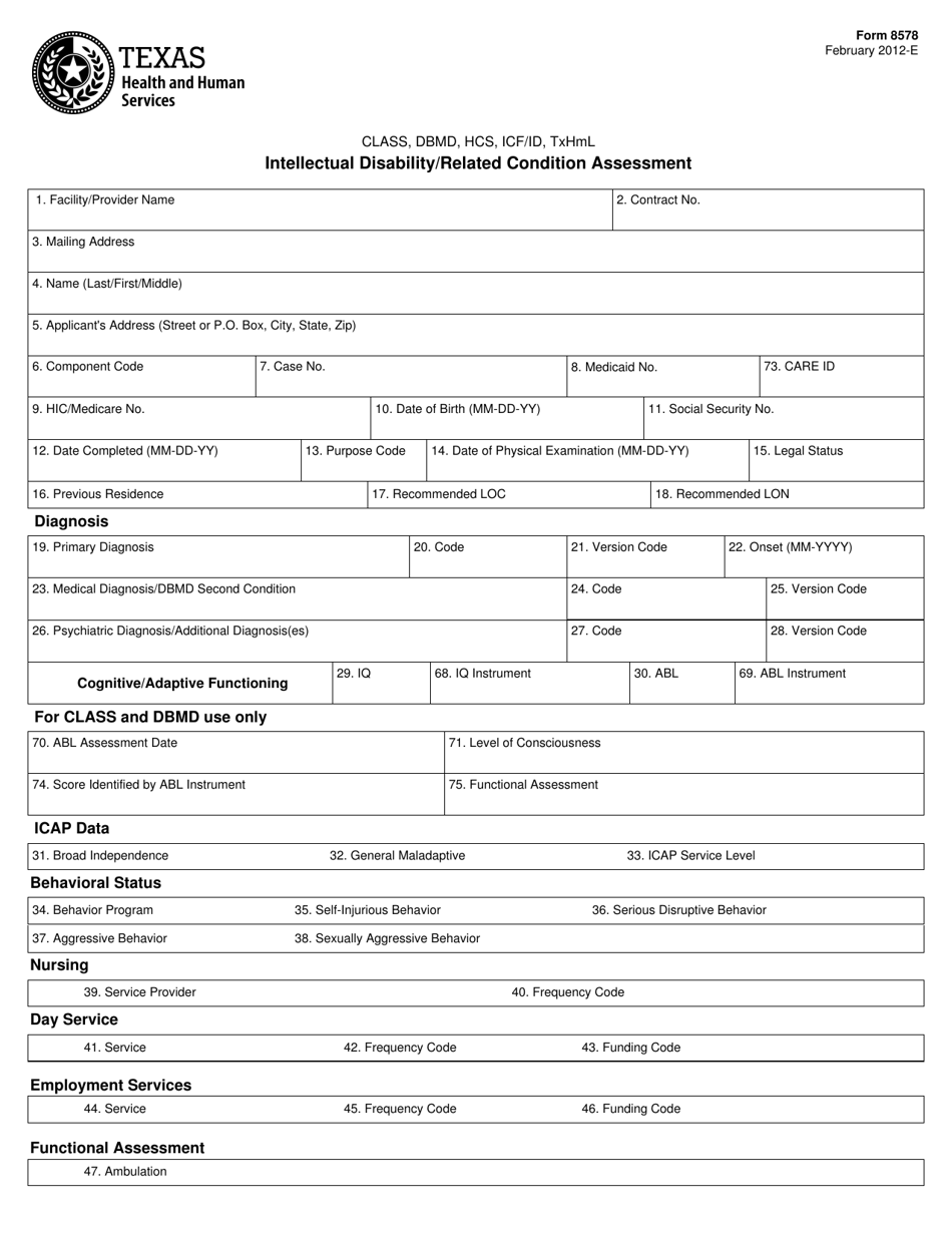 Form 8578 - Fill Out, Sign Online and Download Fillable PDF, Texas ...