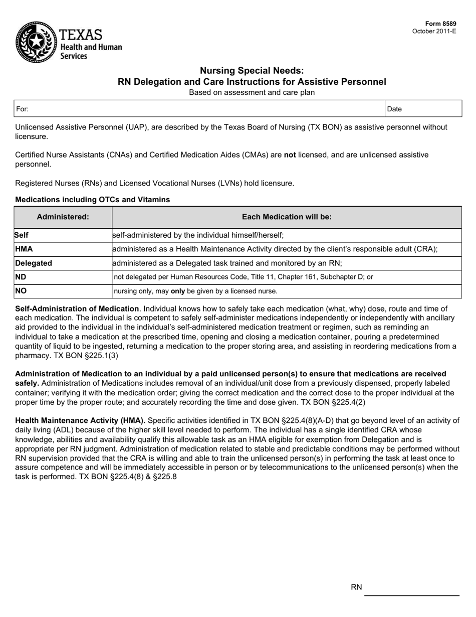 Form 8589 - Fill Out, Sign Online and Download Fillable PDF, Texas ...