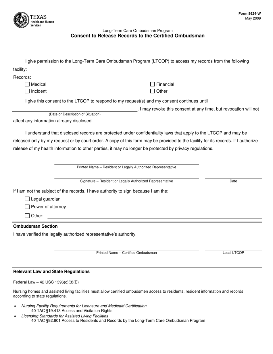 Form 8624-W - Fill Out, Sign Online and Download Printable PDF, Texas ...