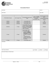 Form H1012 Download Fillable PDF or Fill Online Immunization Record ...